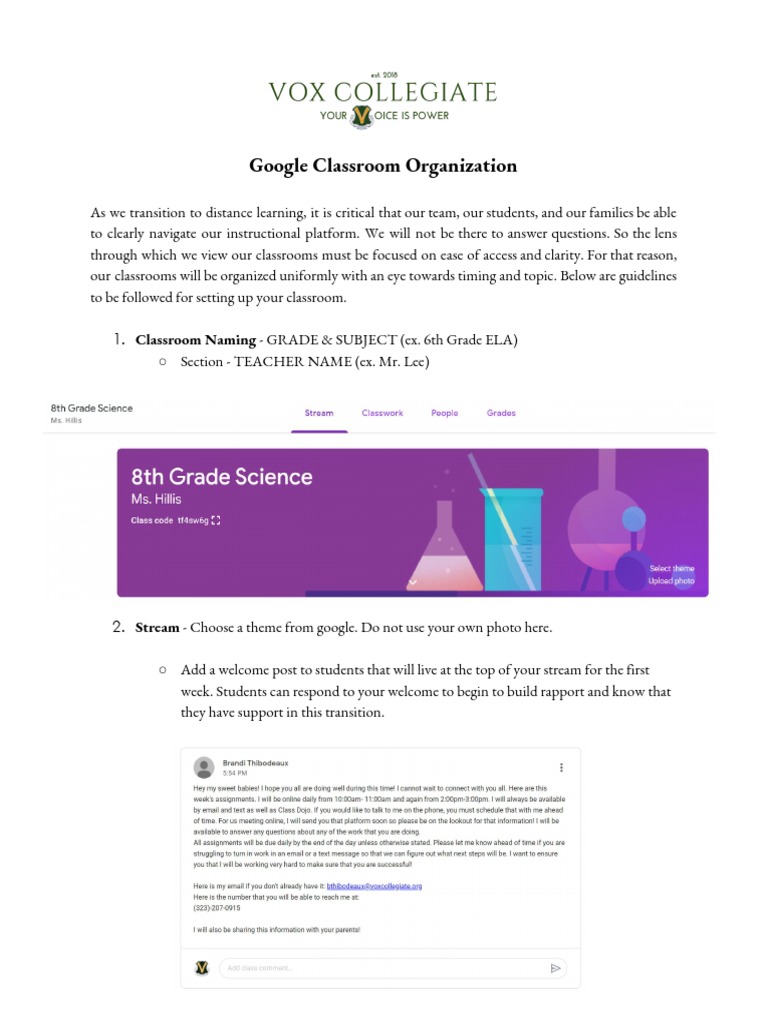 Vox - Google Classroom Organization | PDF