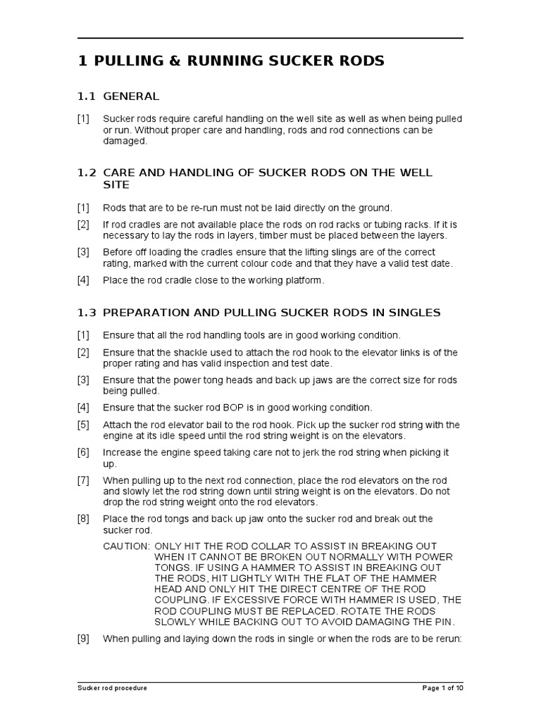 Sucker Rod Handling Procedures | PDF | Elevator | Yield (Engineering)