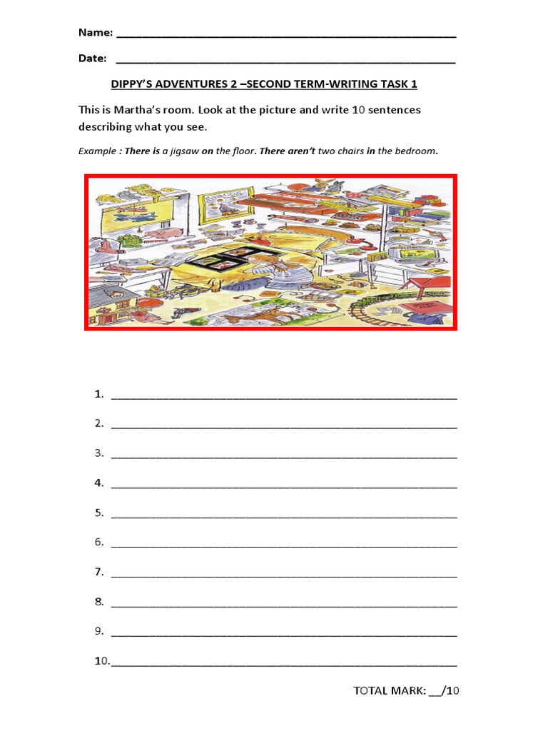 Writing Task: Describe Martha's Room | PDF