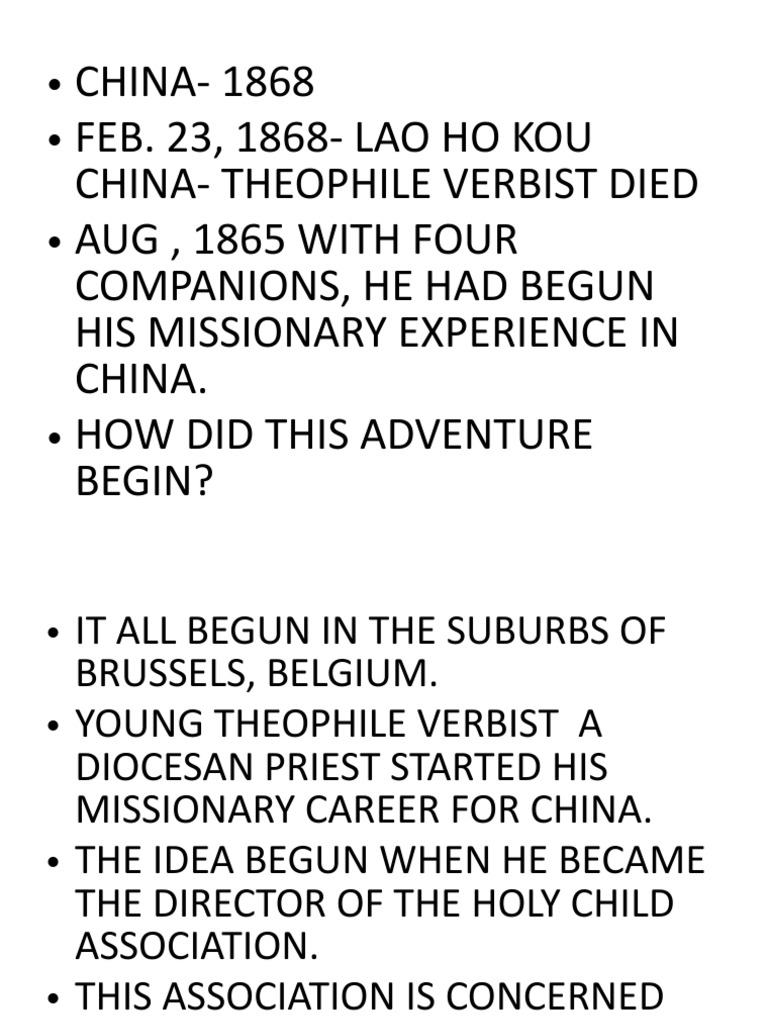 One Heart and One Soul CICM HISTORY | PDF | Christian Organizations ...