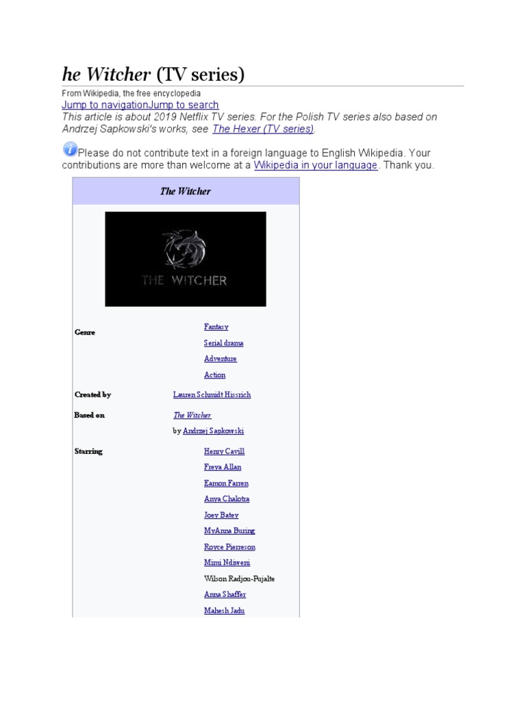 The Witcher TV Series | PDF