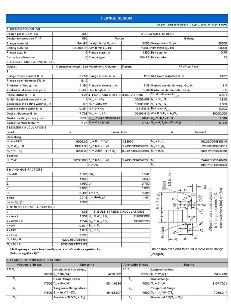 Flange Design: As Per ASME Sect VIII Div. 1, App. 2. 2013. P-373 (435 ...