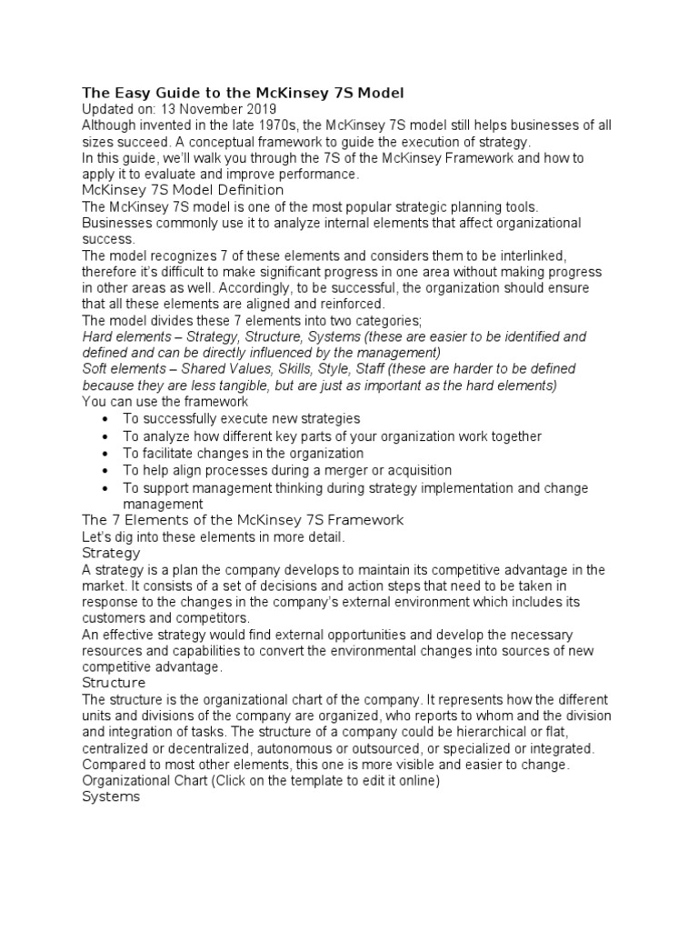 The Easy Guide To The McKinsey 7S Model | PDF | Strategic Management ...