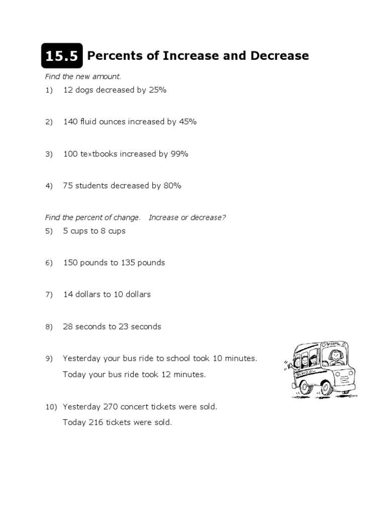 Percents of Increase and Decrease: Find The New Amount | PDF