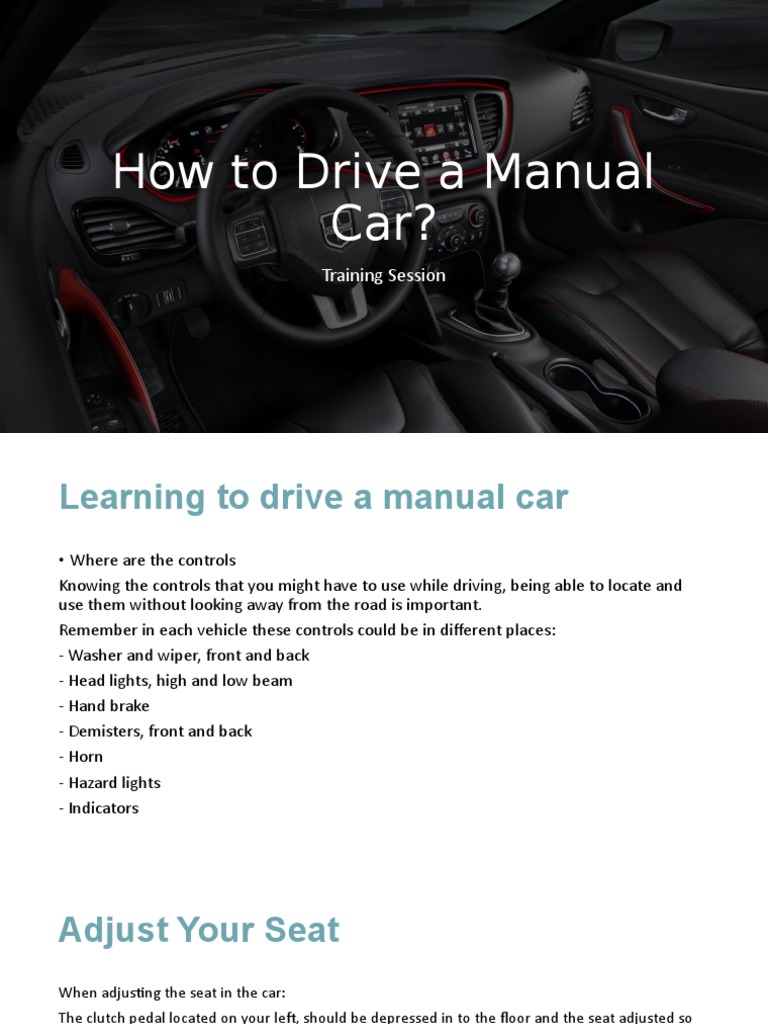 How To Drive A Manual Car?: Training Session | PDF | Clutch | Vehicles