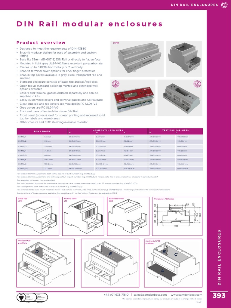 DIN Rail Modular Enclosures: Product Overview | PDF | Manufactured Goods