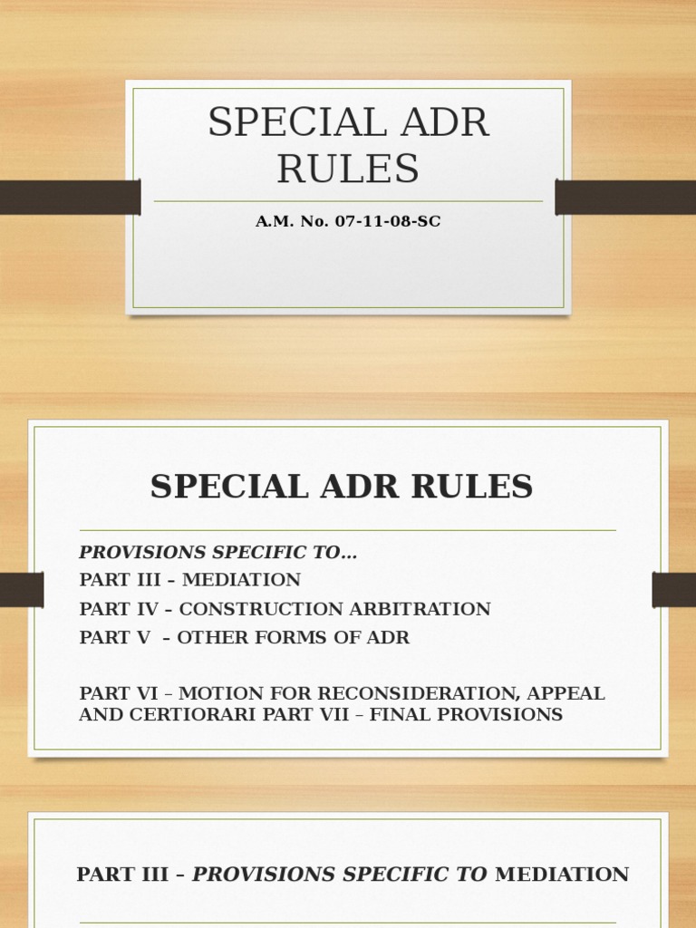 Special Adr Rules: A.M. No. 07-11-08-SC | Download Free PDF ...