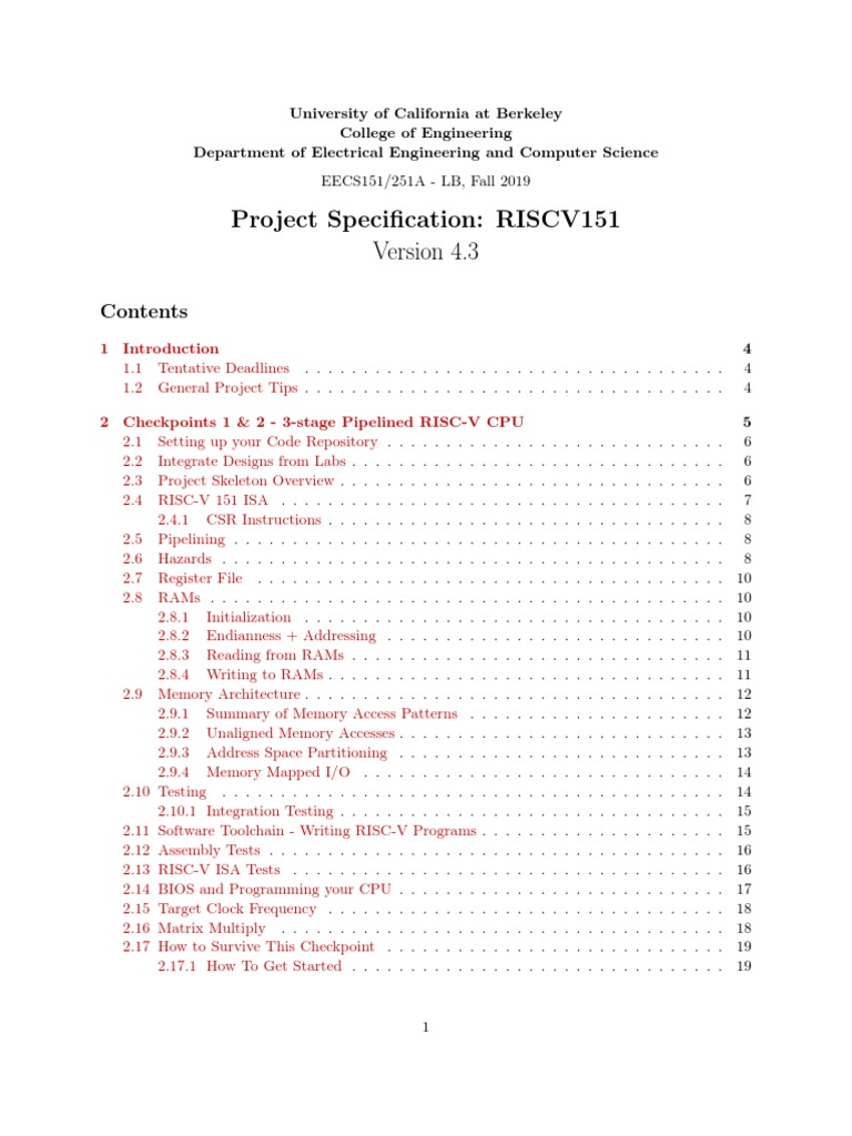 Project Spec PDF | PDF | Electronic Design | Central Processing Unit