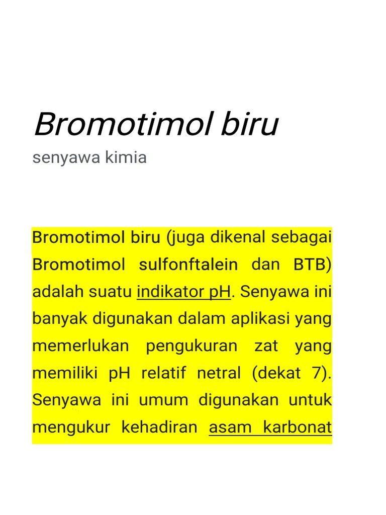 Indikator pH: Bromotimol Biru | PDF