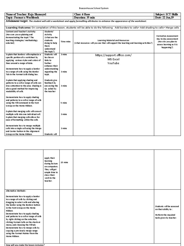 Ict Skills Lesson Plans 21 To 28 Jan 2019 | PDF | Educational ...
