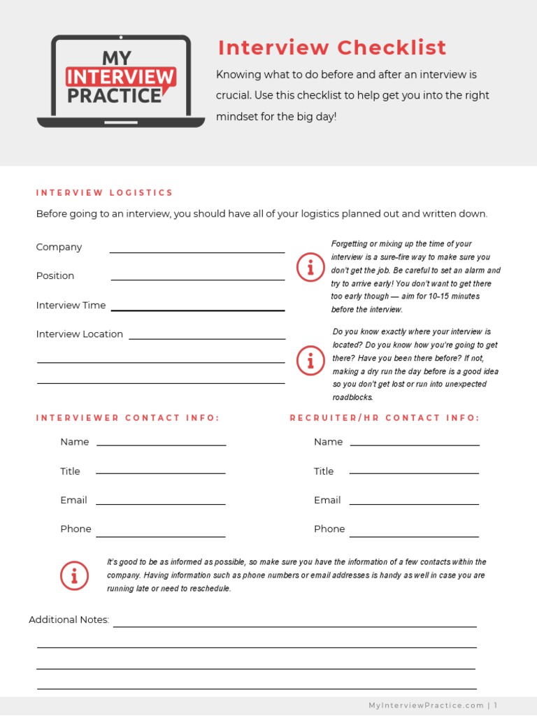 Interview Checklist | PDF | Breathing | Body Language