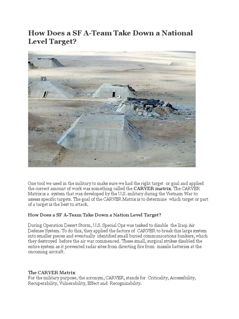 How Does Special Forces A Team Take Out A National Target | PDF | Goal ...