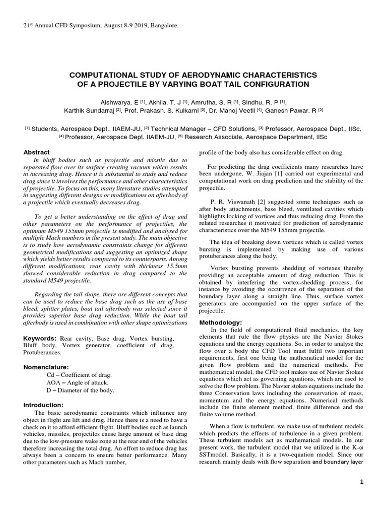 P40-Computational Study of Aerodynamic Characteristics of A Projectile ...