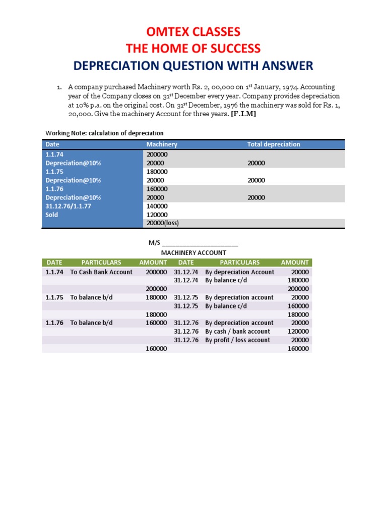 Depreciation Question and Answers 5 | PDF