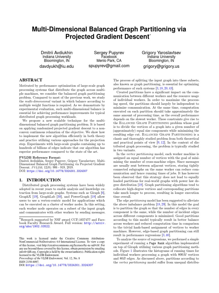 Multi-Dimensional Balanced Graph Partitioning Via Projected Gradient Descent | PDF ...