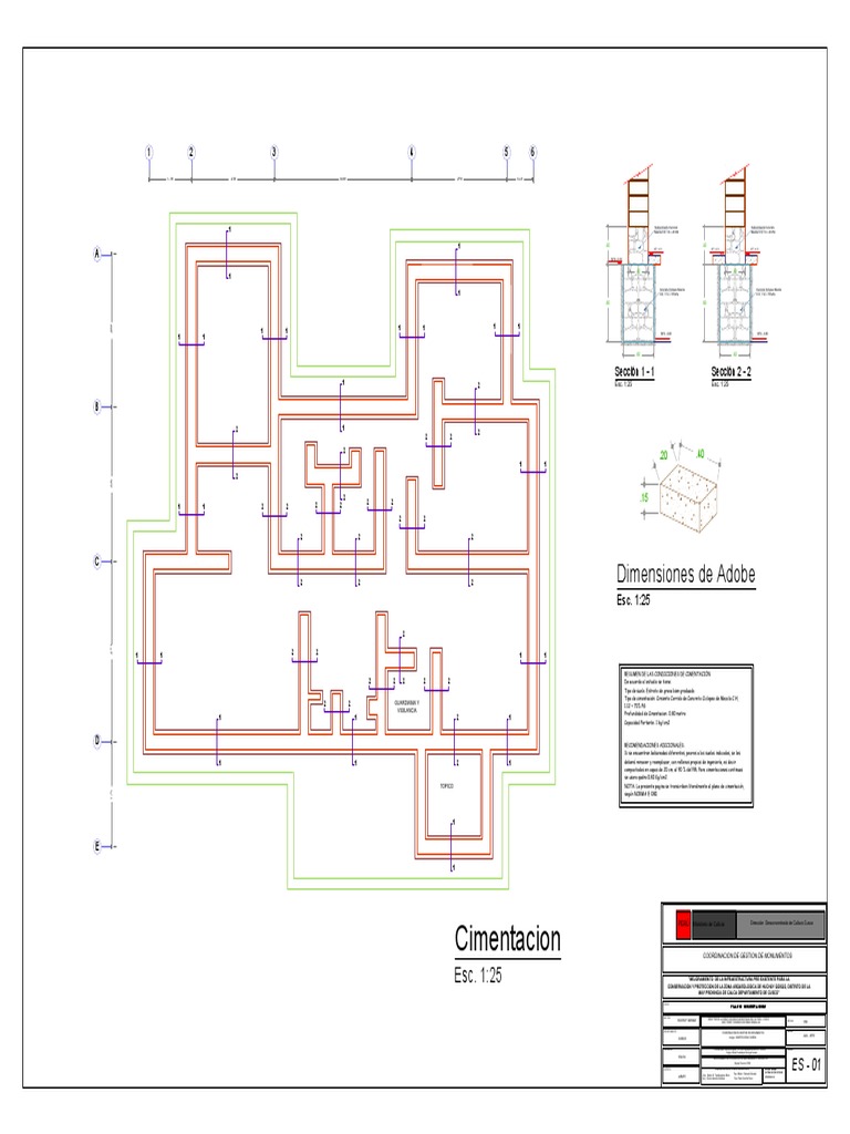 Plano de Estructuras Huchuyqosqo-E1 | PDF | Fundación (Ingeniería) | Elementos arquitectónicos