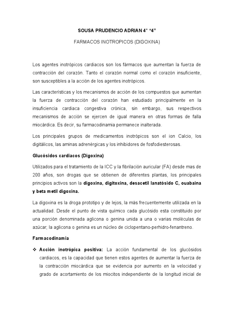 Farmacos Inotropicos | PDF | Corazón | Sistema cardiovascular