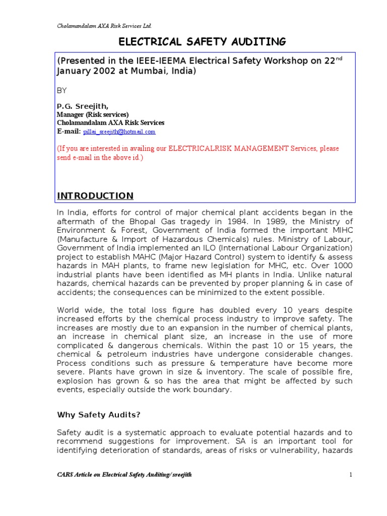 Electrical Safety Audit | PDF