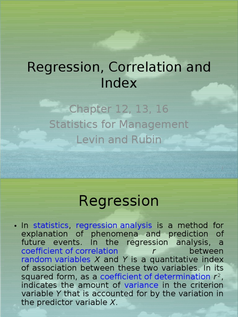 Lecture 8 and 9 Regression Correlation and Index | PDF | Correlation ...