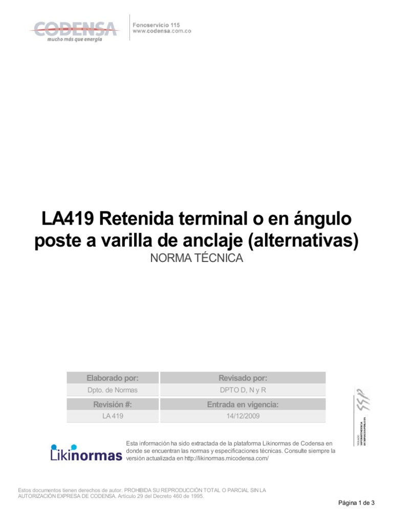 Retenida Terminal Poste Varilla Codensa | PDF | Business
