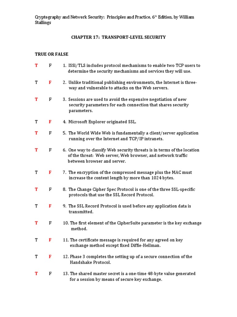 Chapter 17: Transport-Level Security | PDF | Transport Layer Security | Encryption