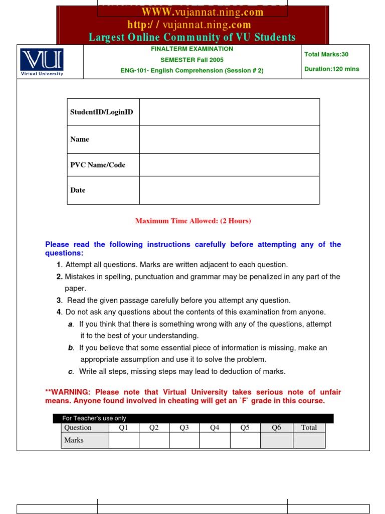 Eng101 Collection of Old Papers | PDF | Sentence (Linguistics)