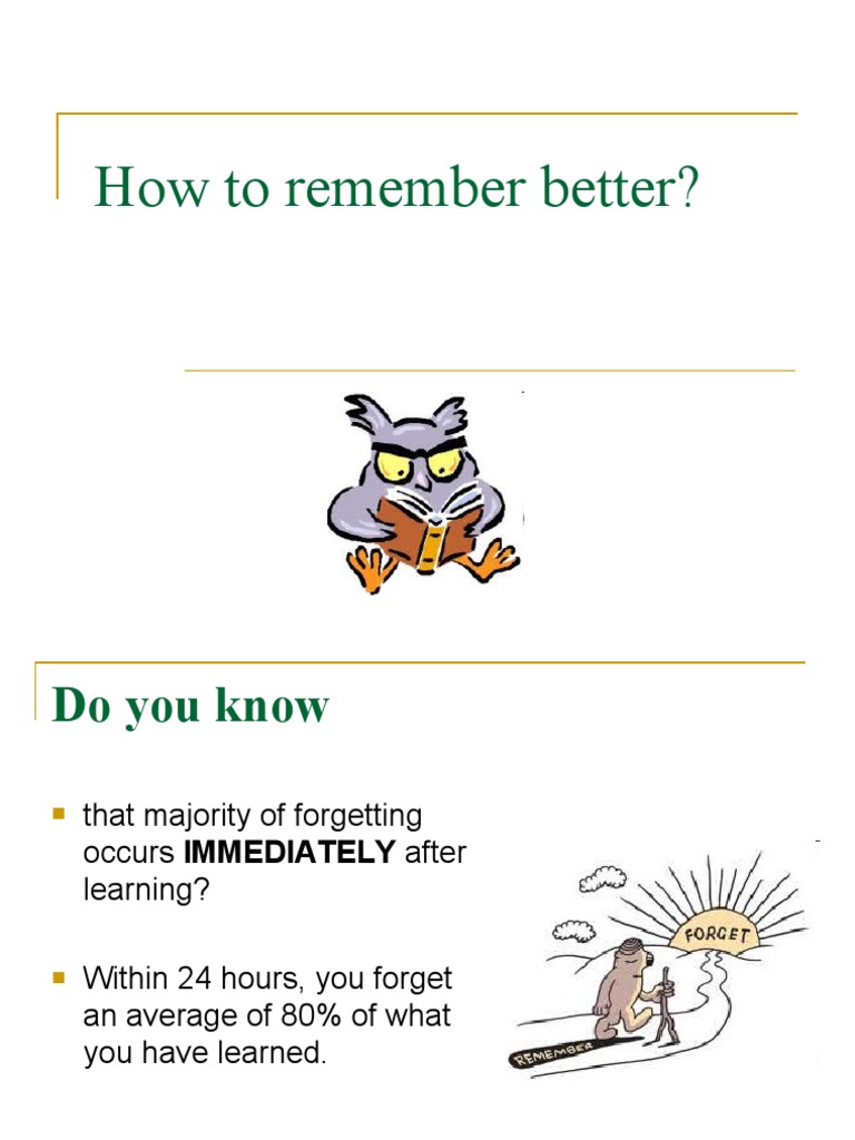 How To Remember Better | PDF | Career & Growth