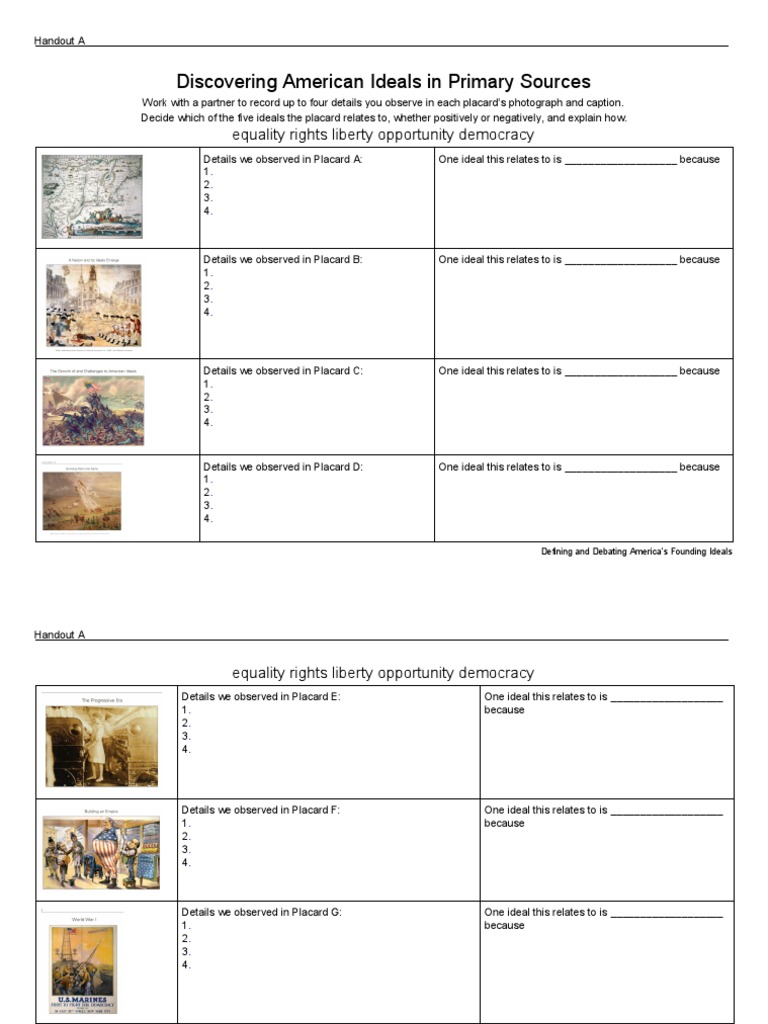 Discovering American Ideals in Primary Sources: equality rights liberty ...