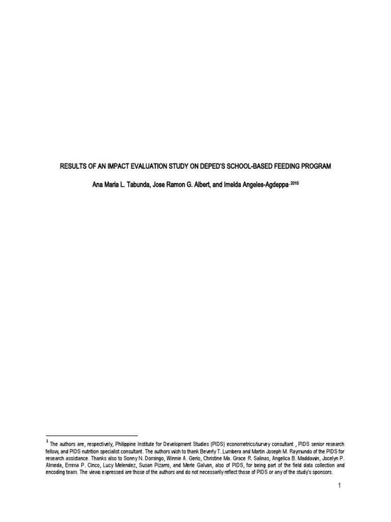 Impact Evaluation of DepED Feeding Program | PDF | Malnutrition | Science