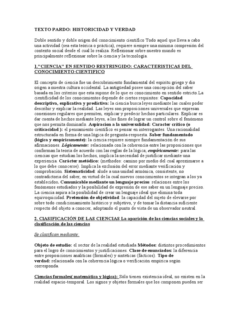 Texto Pardo Resumen | PDF | Verdad | Empirismo