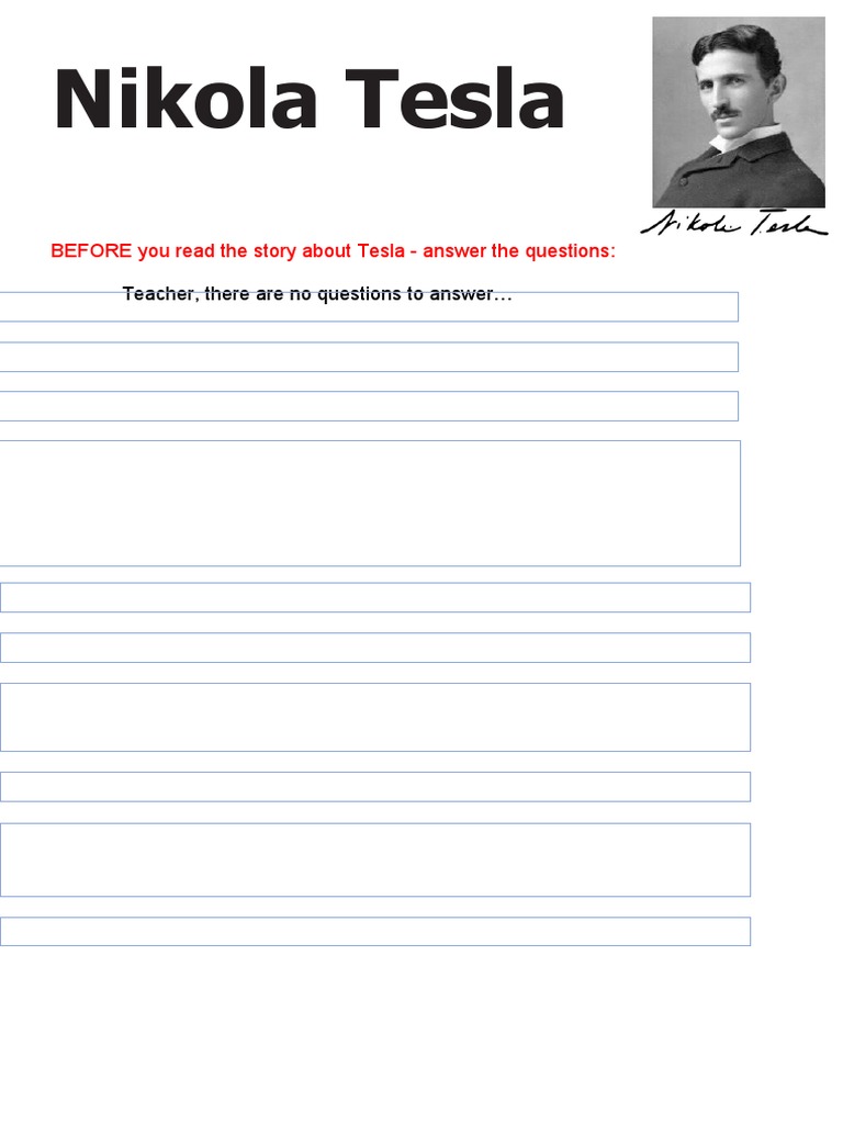 Nikola Tesla: Teacher, There Are No Questions To Answer | PDF | Nikola ...