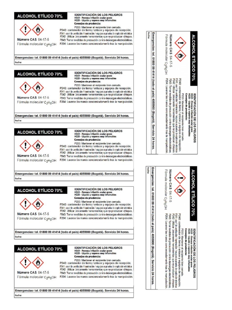 Etiqueta Alcohol 70% | PDF