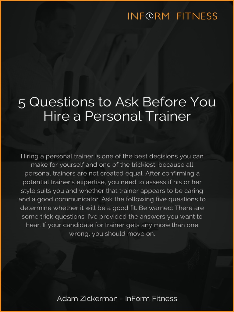 5 Questions To Ask Before You Hire A Personal Trainer: Adam Zickerman ...