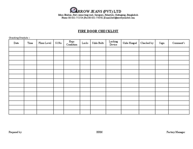 Fire Door Inspection and Checklist | PDF