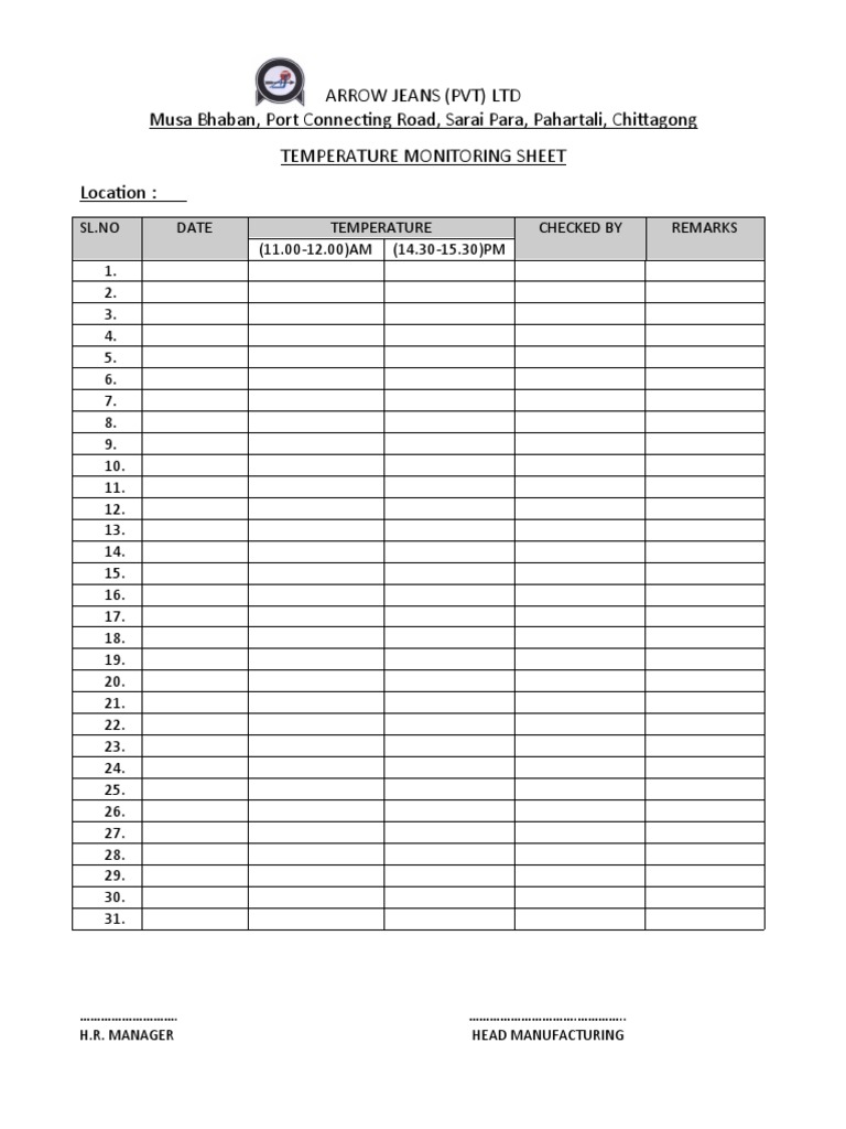 Temperature Monitoring Sheet | PDF | Building Engineering | Nature
