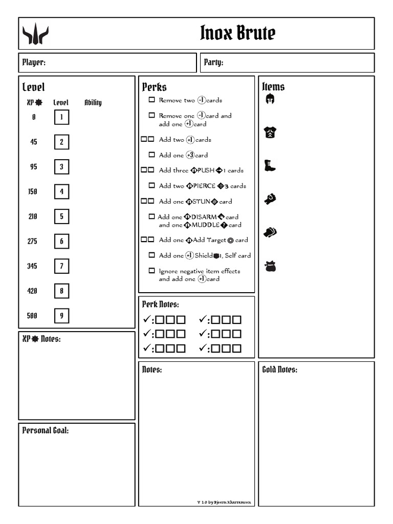 Gloomhaven Character Sheets Starting Classes | Role Playing ...