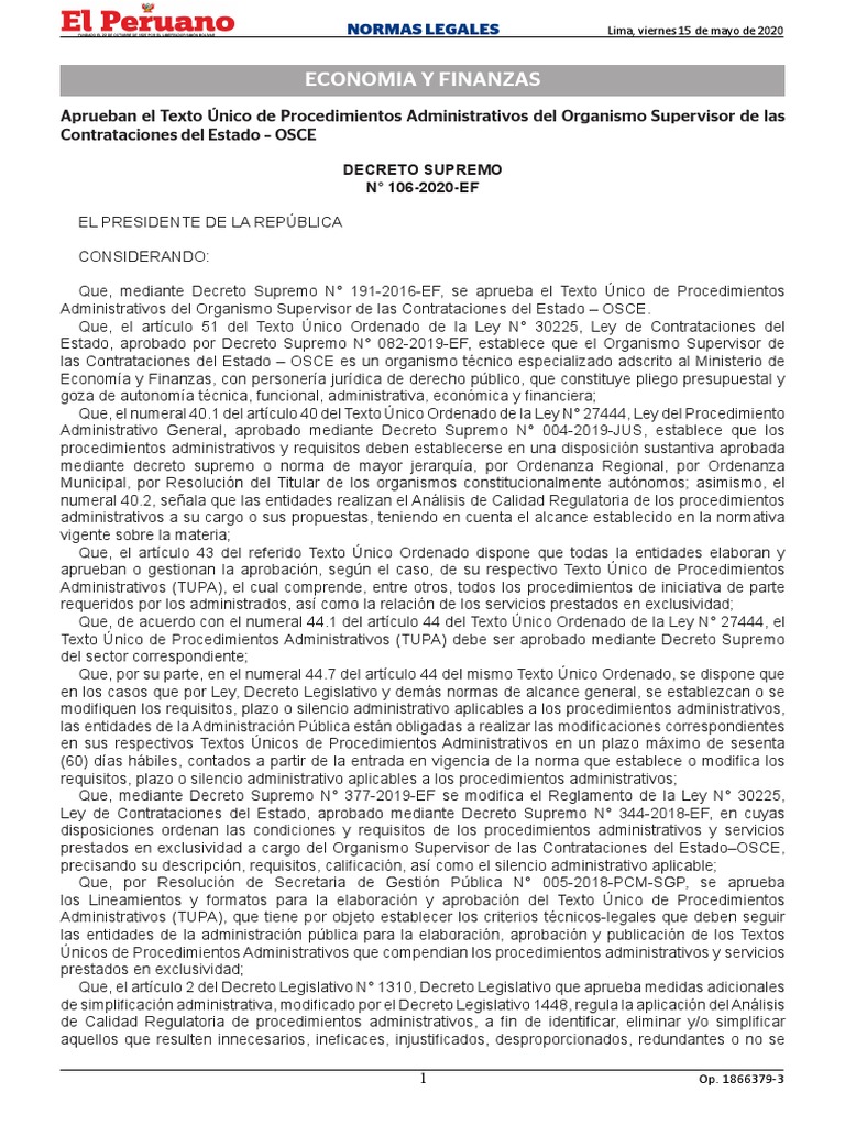 TUPA 2020 de La OSCE | PDF | Instituciones sociales | Ciencias sociales