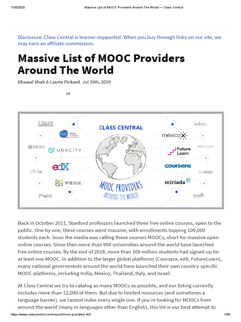 Massive List of MOOC Providers Around The World - Class Central PDF ... Massive List of MOOC Providers Around The World - Class Central PDF ...