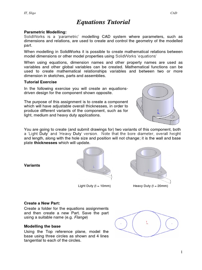 Equations Tutorial Parametric Modelling Download Free Pdf