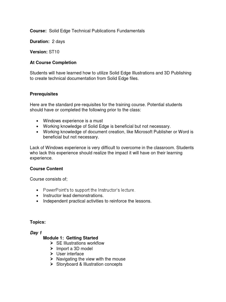 SE Tech Pubs Fundamentals Course | PDF | Page Layout | 3 D Computer ...