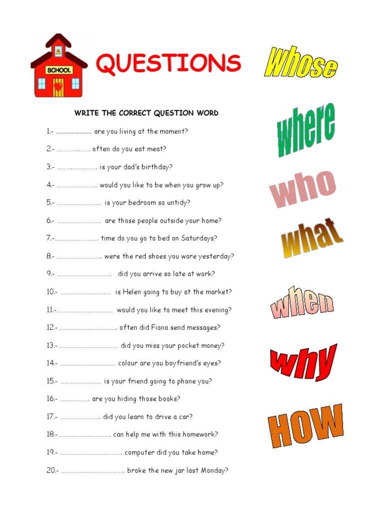 Questions: Write The Correct Question Word | PDF