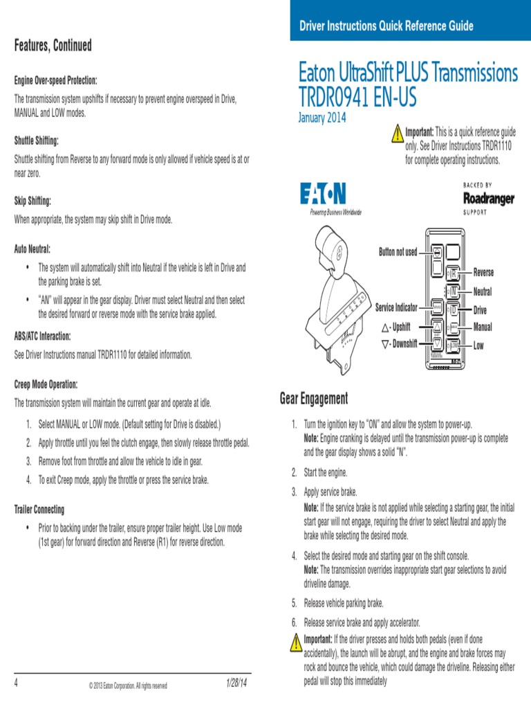 Eaton Ultrashift Plus Transmissions Trdr0941 En-Us: Features, Continued ...