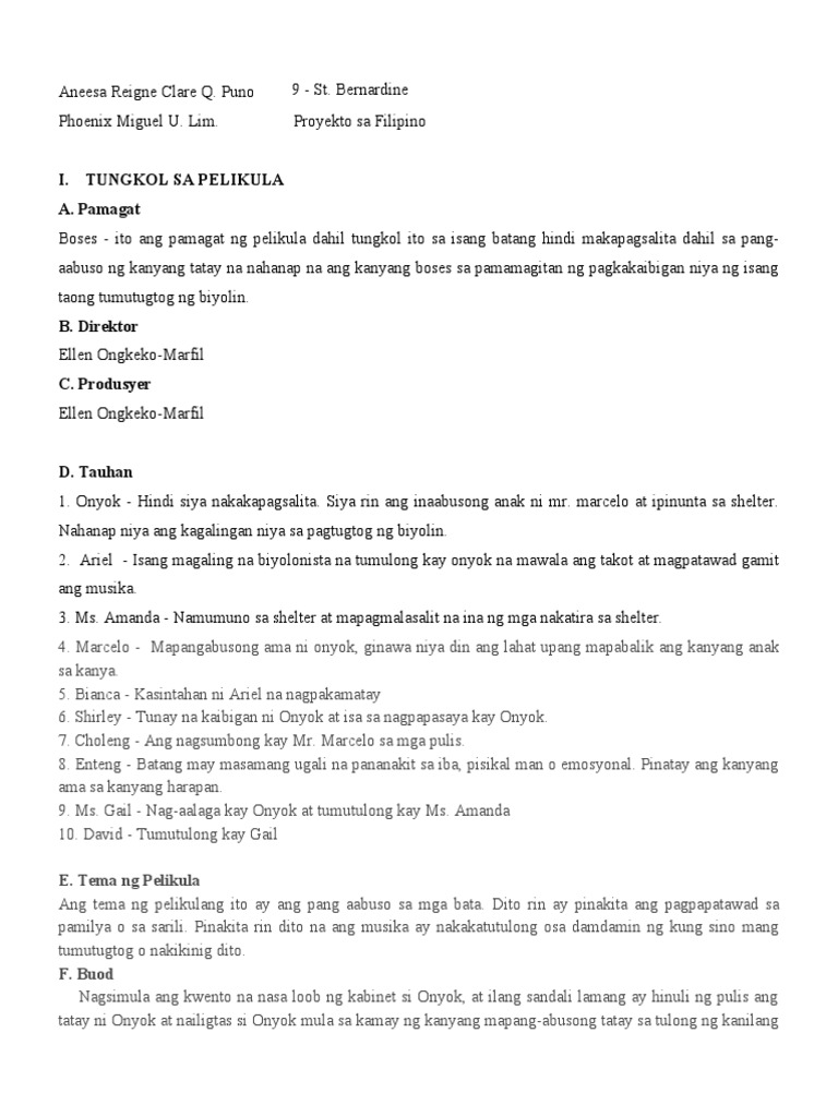 Proyekto Sa Filipino | PDF