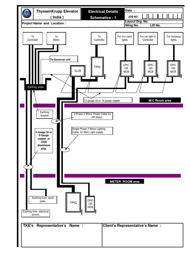 Thyssenkrupp Elevator (India) : Schematics - 1 Electrical Details | PDF | Elevator ...
