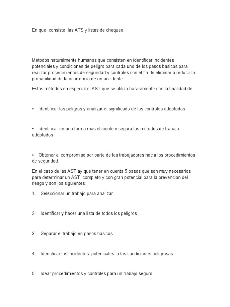En Que Consiste Las ATS y Listas de Chequeo | PDF | Cognición ...