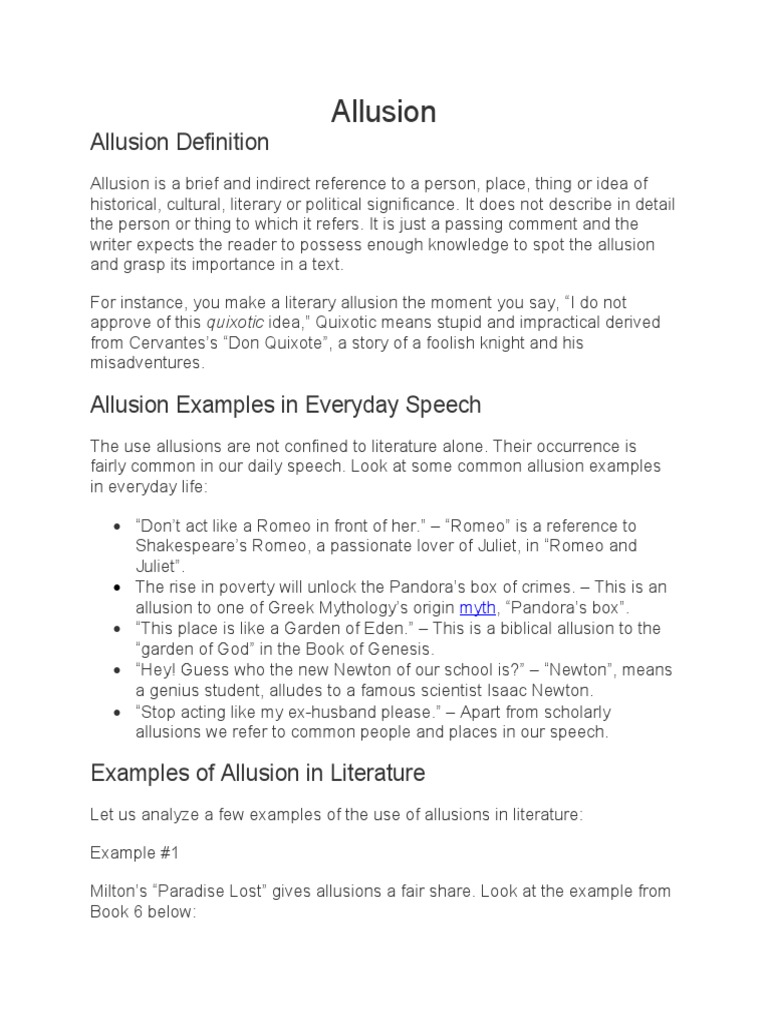 Allusion Definition | PDF | Greek Mythology | Macbeth