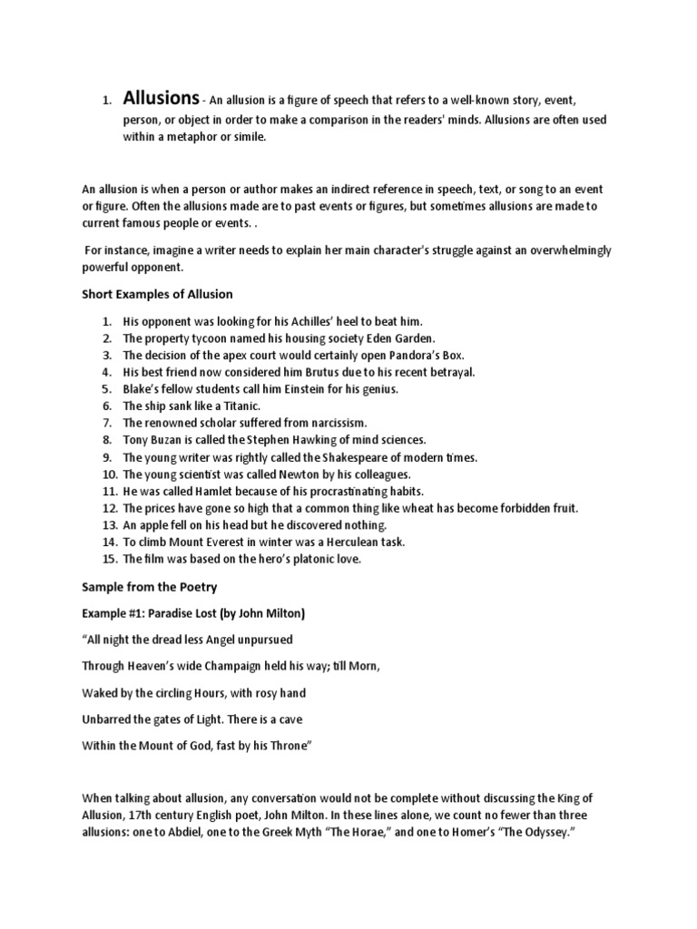 Allusions | PDF | Rhyme | Poetry