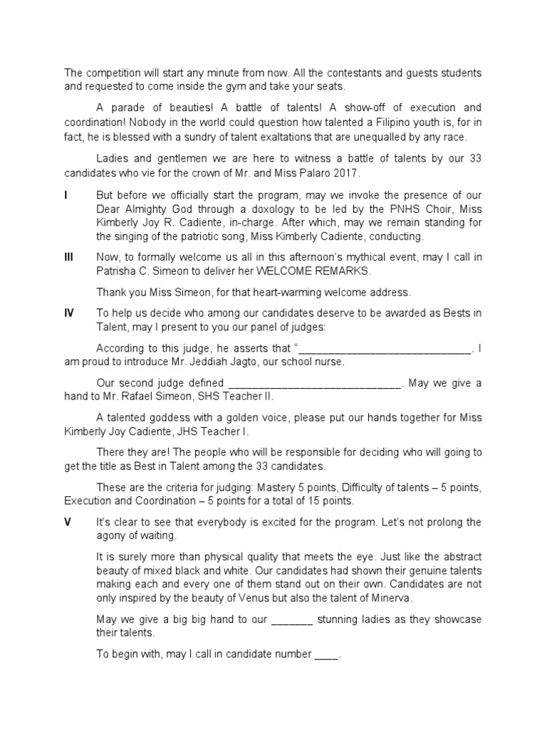 SCRIPT - Talent Show | PDF | Art