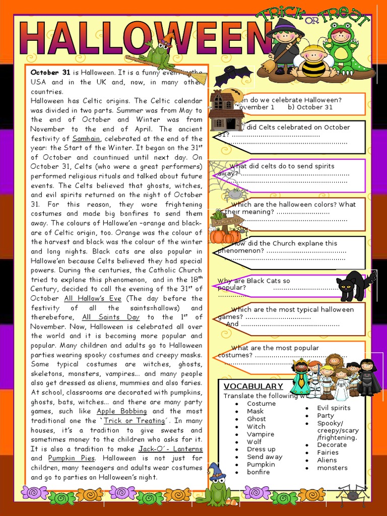 October 31 Is Halloween. It Is A Funny Event in The: Vocabulary | PDF ...