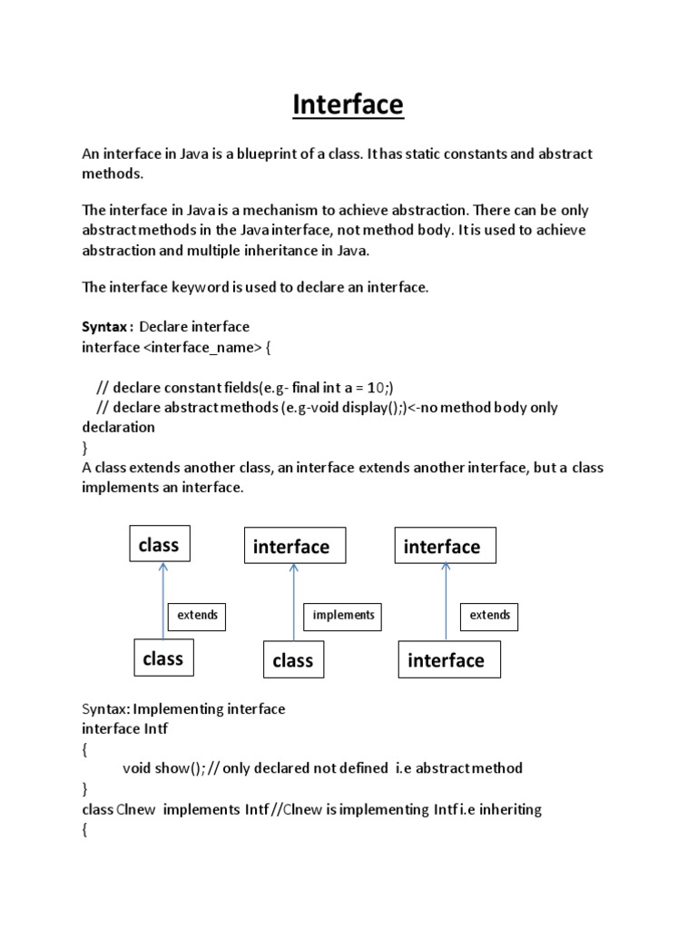Class Interface Interface Pdf Class Computer Programming Method Computer Programming